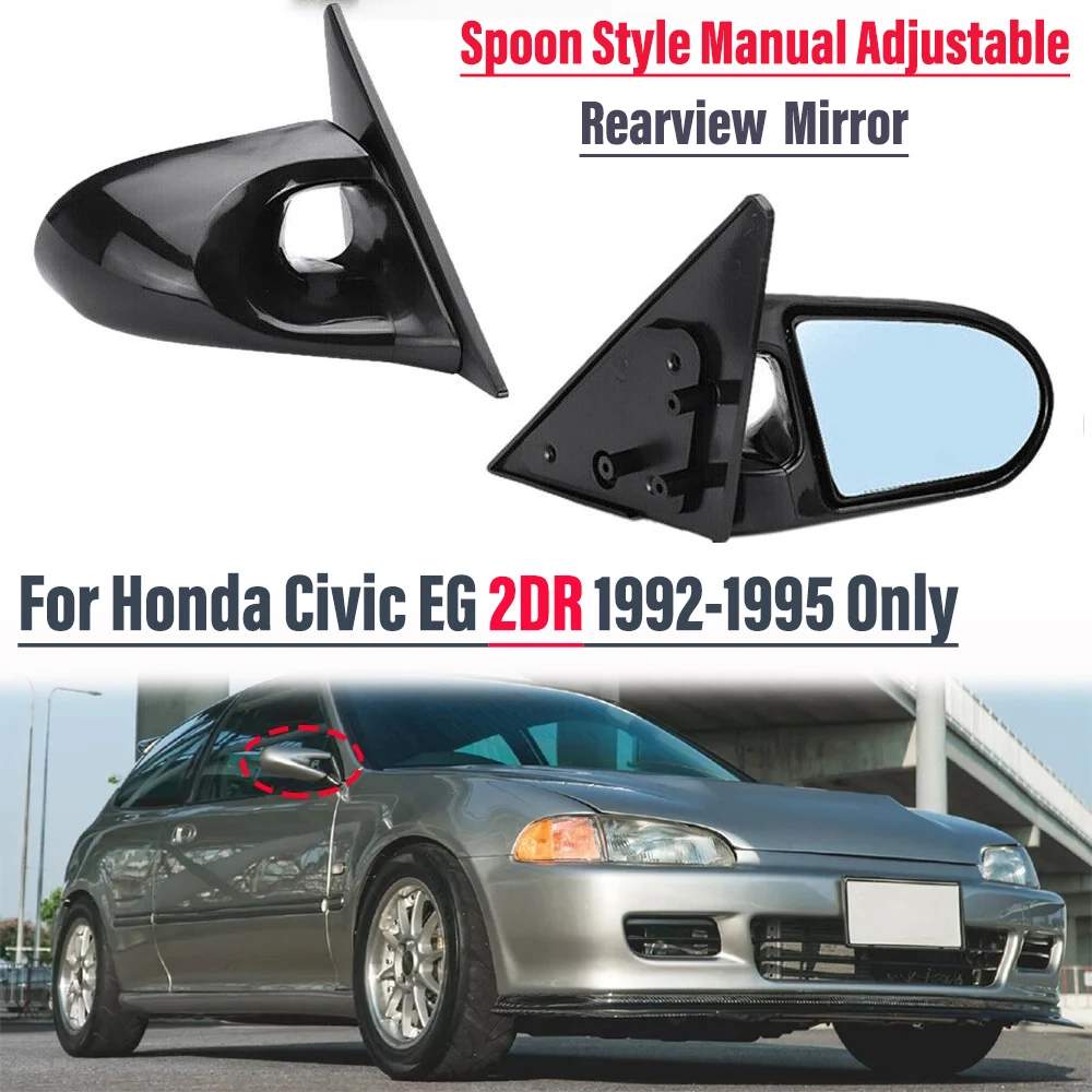 For Civic EG 2Dr Manual Adjustable Car Door Side View Mirror For Honda ...