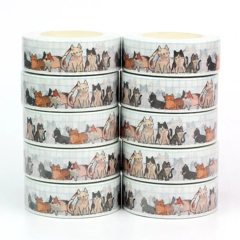 Wholesale-10PCS-Lot-Decor-Cats-on-Grid-Note-Washi-Tapes-for ...