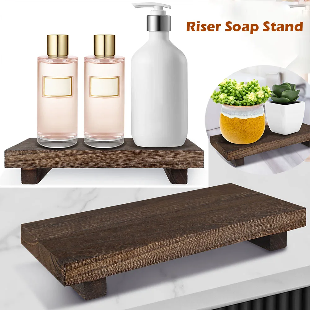 Wood-Pedestal-Stand-Anti-Slip-Riser-Soap-Tray-Farmhouse-Wooden-Vintage ...