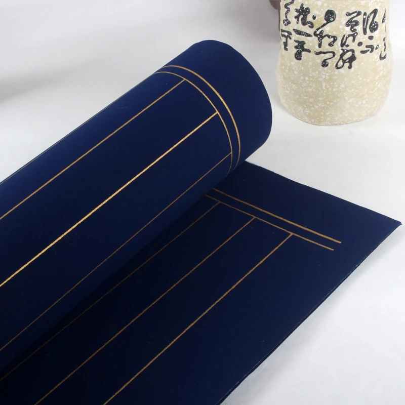 Vertical Grids Black Blue Half-ripe Xuan Paper Chinese Pastel Rice ...