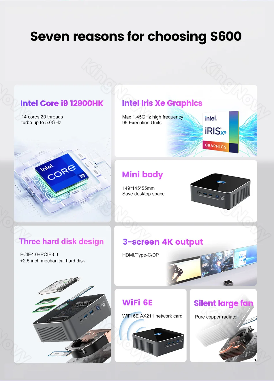 S600 Gaming Mini PC Intel 12th Gen i9 12900HK i7 14 Cores 20 Threads Dual LAN NUC Desktop ...
