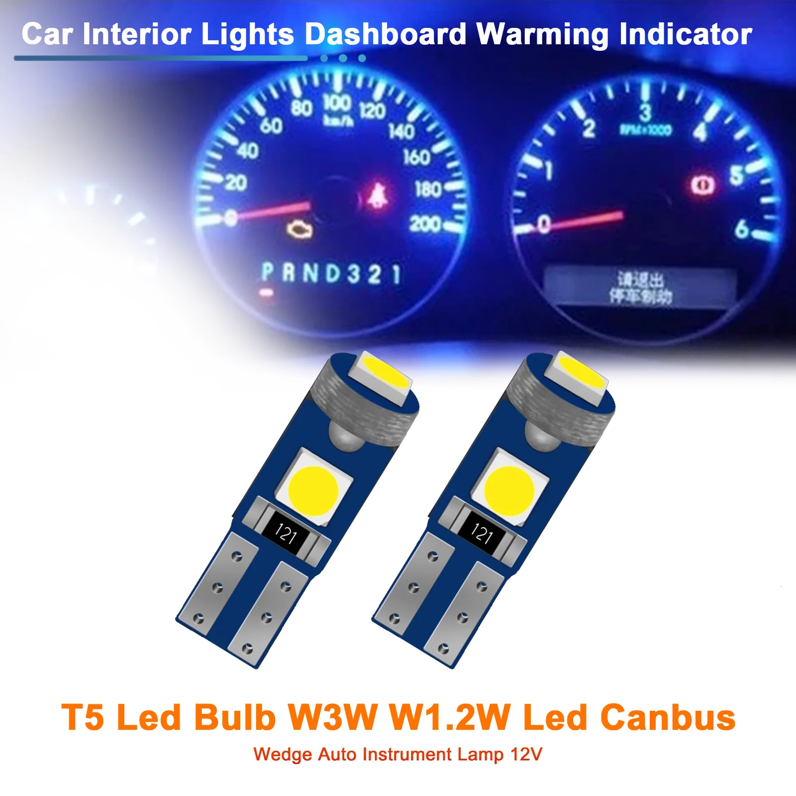 10Pcs T5 3SMD Led Bulb W3W W1.2W Led Canbus Car Interior Lights ...
