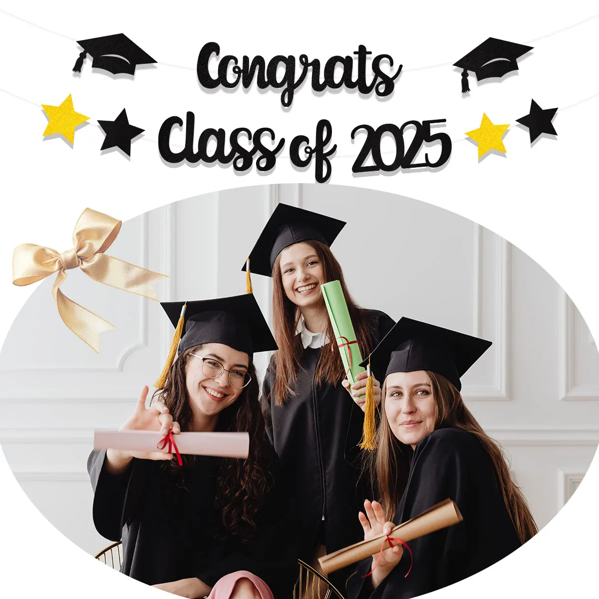 1Set Graduation Season Star Hat Congratulations 2025 Banner, Suitable ...