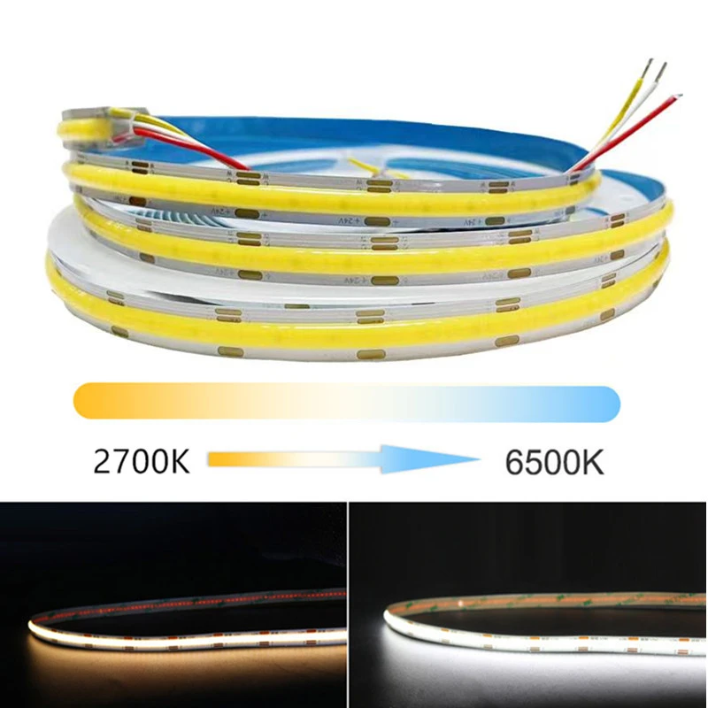 24V CCT COB LED Strip Light Doubel Color Dual Colour High Density ...