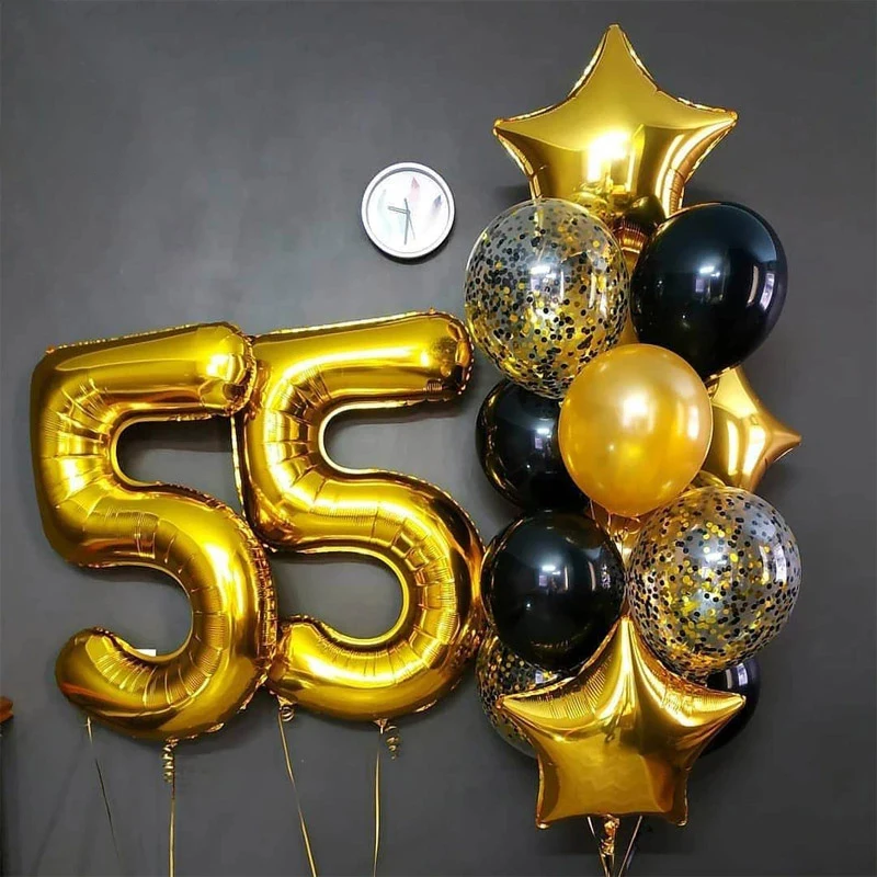 15pcs Gold Number Foil Balloon Happy Birthday Party Decorations Kids ...
