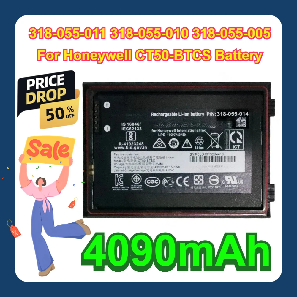 4090mAh 318-055-011 318-055-010 318-055-005 For Honeywell CT50-BTCS ...