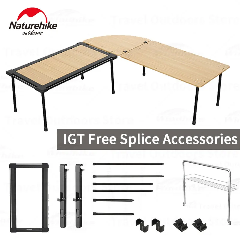 Naturehike IGT Free Combination Bamboo Camping Portable Table 304 Stainless Steel Picnic Cooking ...