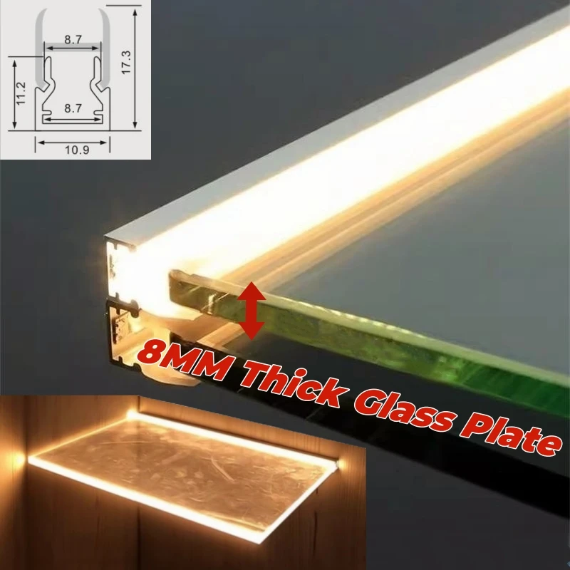Invisible-Bar-Light-Strip-prateleira-de-vidro-LED-Gabinete-Camada-L ...