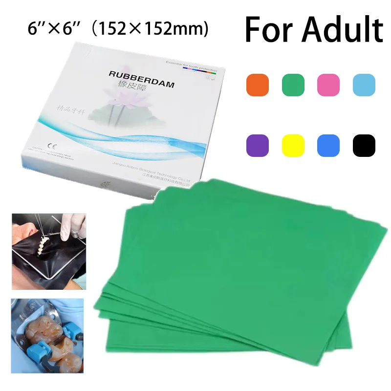 36pcs Dental Rubber Dam Sheet 6"*6" For Adults Natural Latex Rubber ...