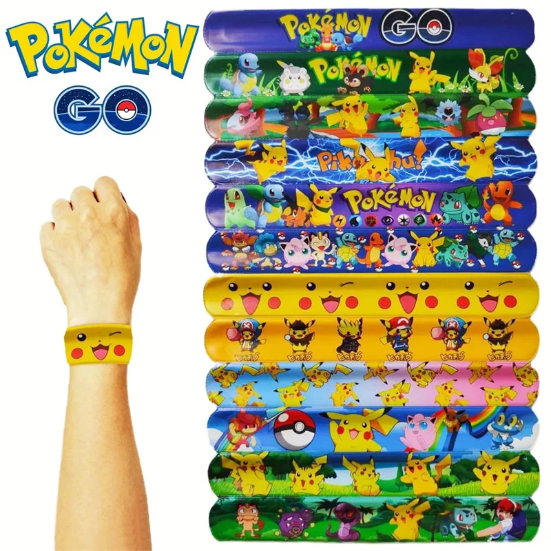3/12pcs Pokemon Snap Circle Bracelets Pikachu Anime Figure Wristband ...