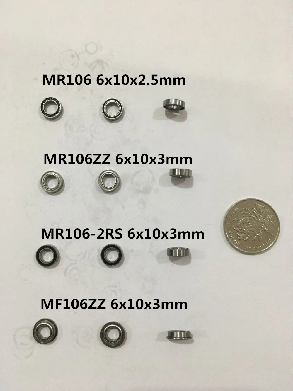 10pcs Mini Bearing MR106-2RS MR106ZZ L-1060 676ZZ MF106ZZ 6x10x3mm MR106 Open Bearing Model ...