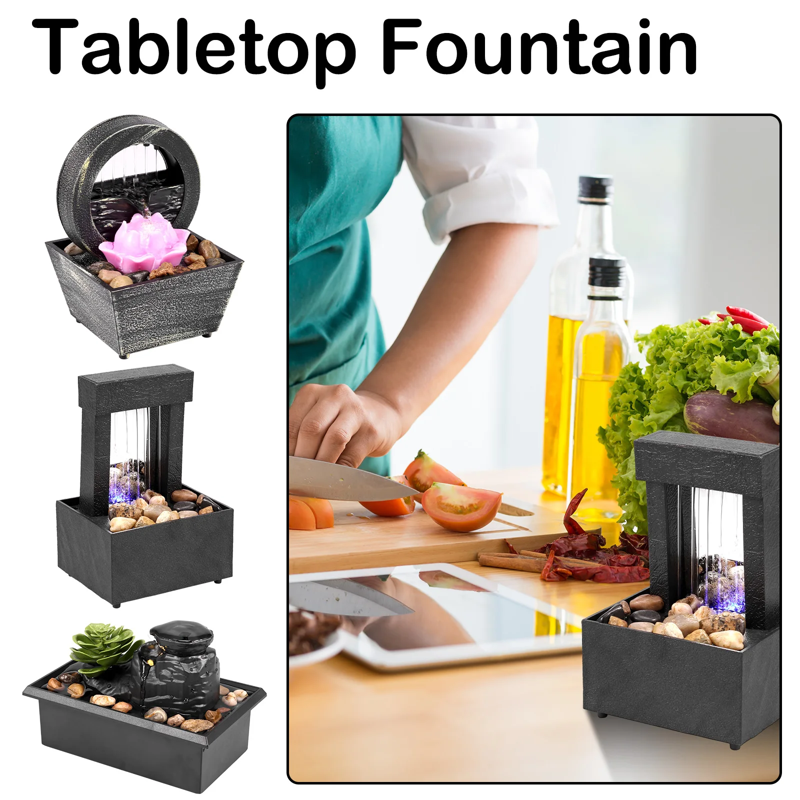 New-Tabletop-Fountain-with-Light-Battery-USB-Operated-Mini-Indoor-Water ...