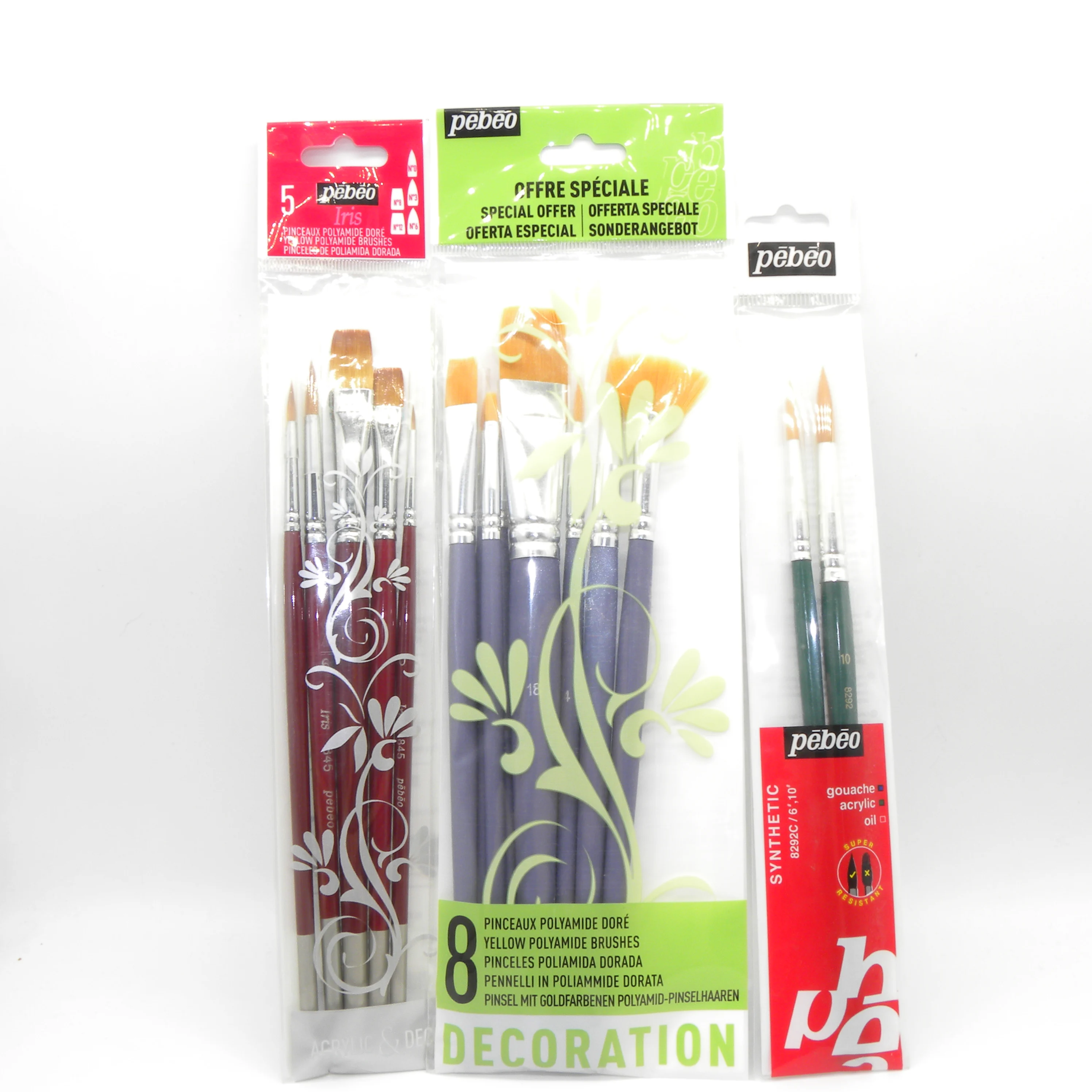 Pebeo Yellow Polyamide Brushes for Acrylic Gouache Watercolor Painting ...