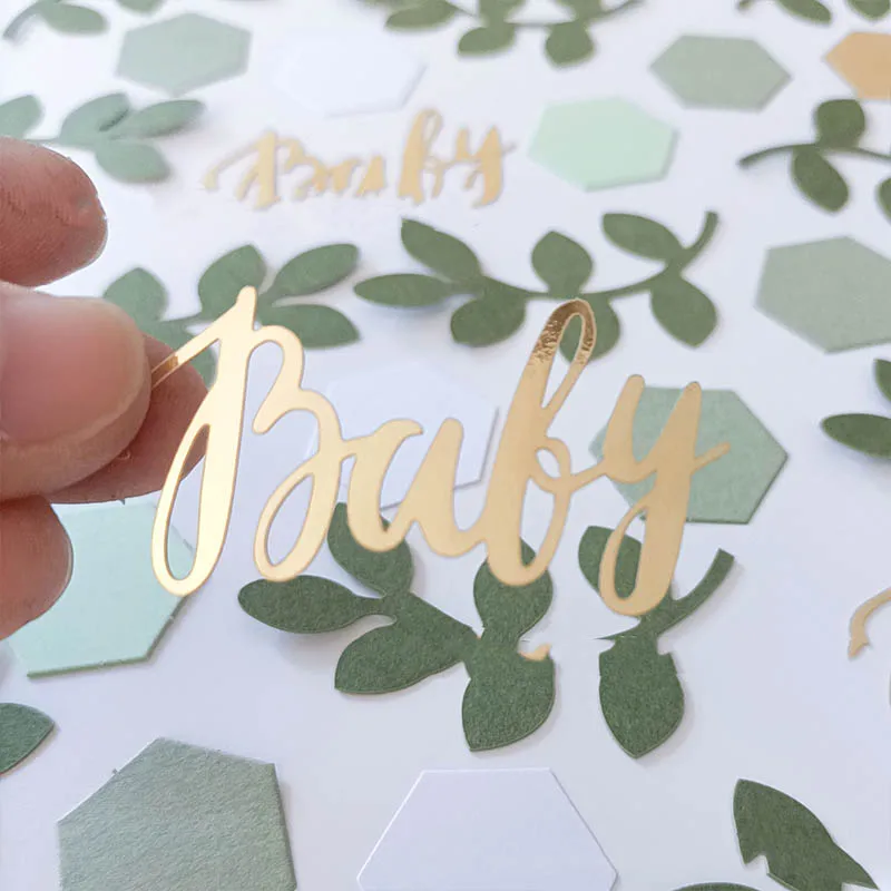 BABY-Green-Leaves-Throwing-Paper-Scraps-Babyshower-Happy-Boys-Girls ...