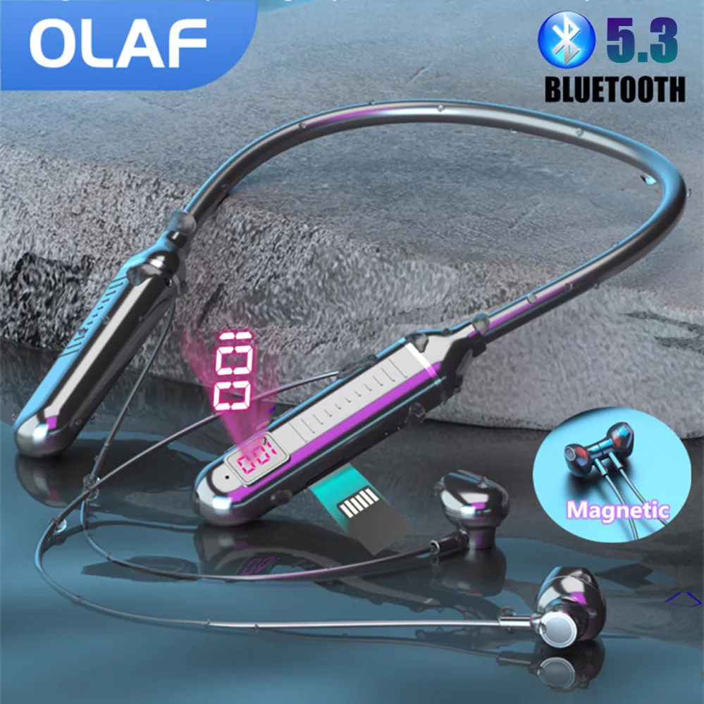 OLAF Wireless Earphones Bluetooth 5.3 Neckband Headphones Gaming Power ...