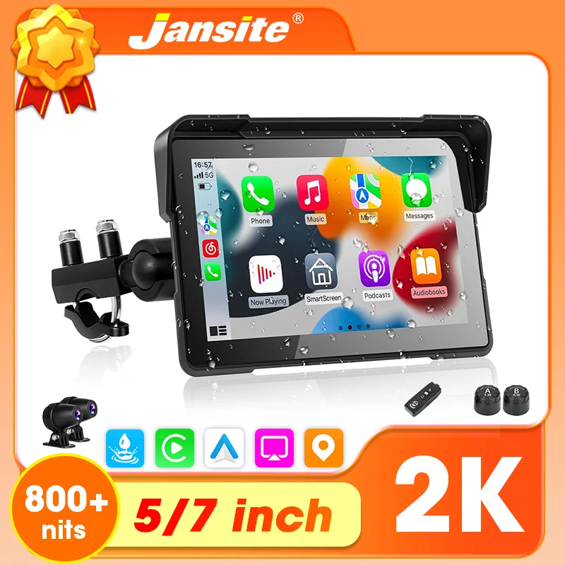 Jansite 5/7'' Portable Digital Dashboard 2K Motorcycle DVR Display ...