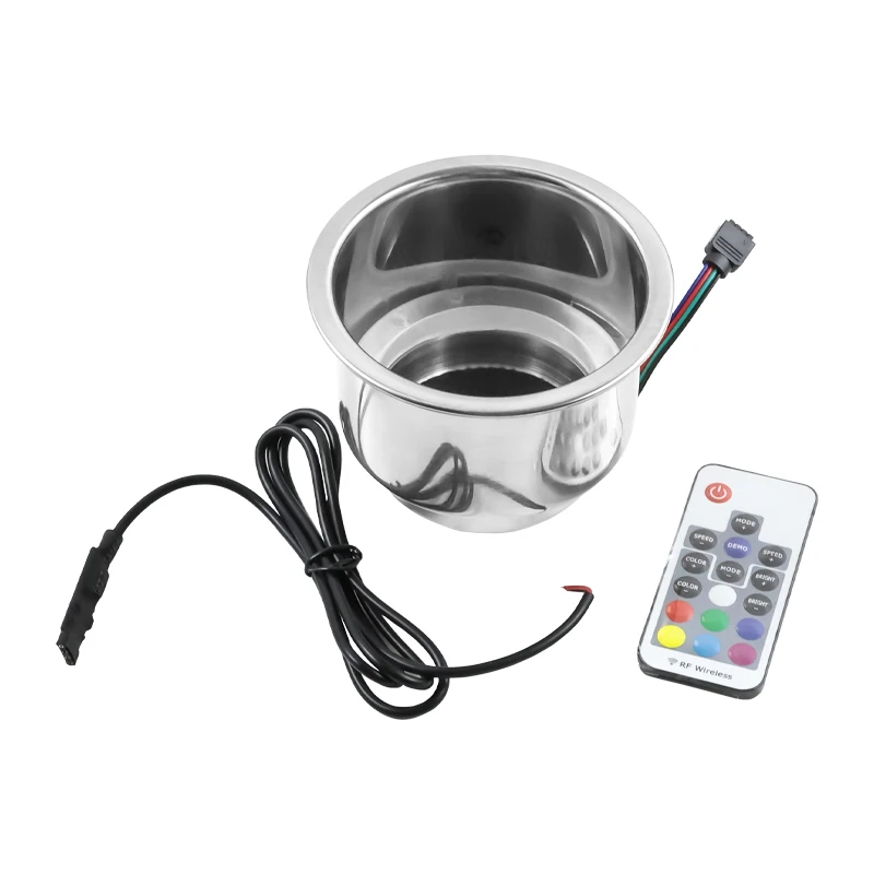 2-PCS-316-Stainless-Steel-Cup-Holder-12V-RGB-LED-Light-Drink-Cup-Holder ...