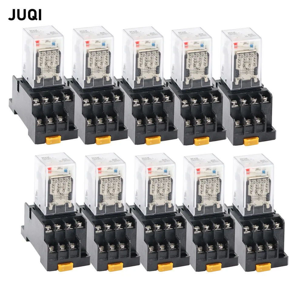 10 set MY4NJ NEW small Electromagnetic Power Relay HH54PL AC12V 24V 36V 48V 110V 220V 380V Coil ...