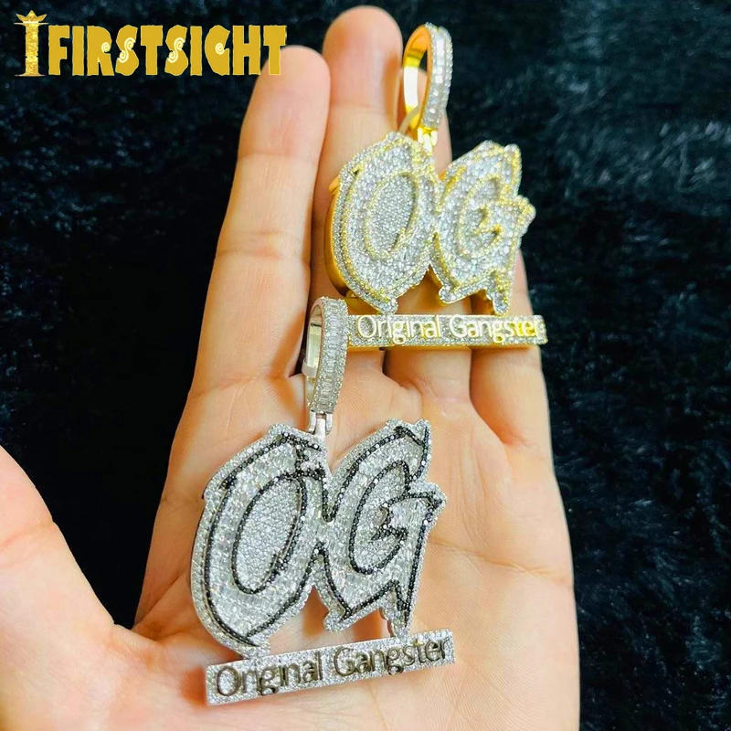 Iced Out Bling Two Tone Color Cz Letter Original Gangster Pendant ...
