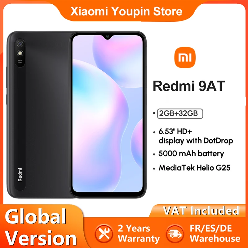 Wersja globalna Xiaomi Redmi 9AT Smartphone 6.53 "HD telefon komórkowy ...