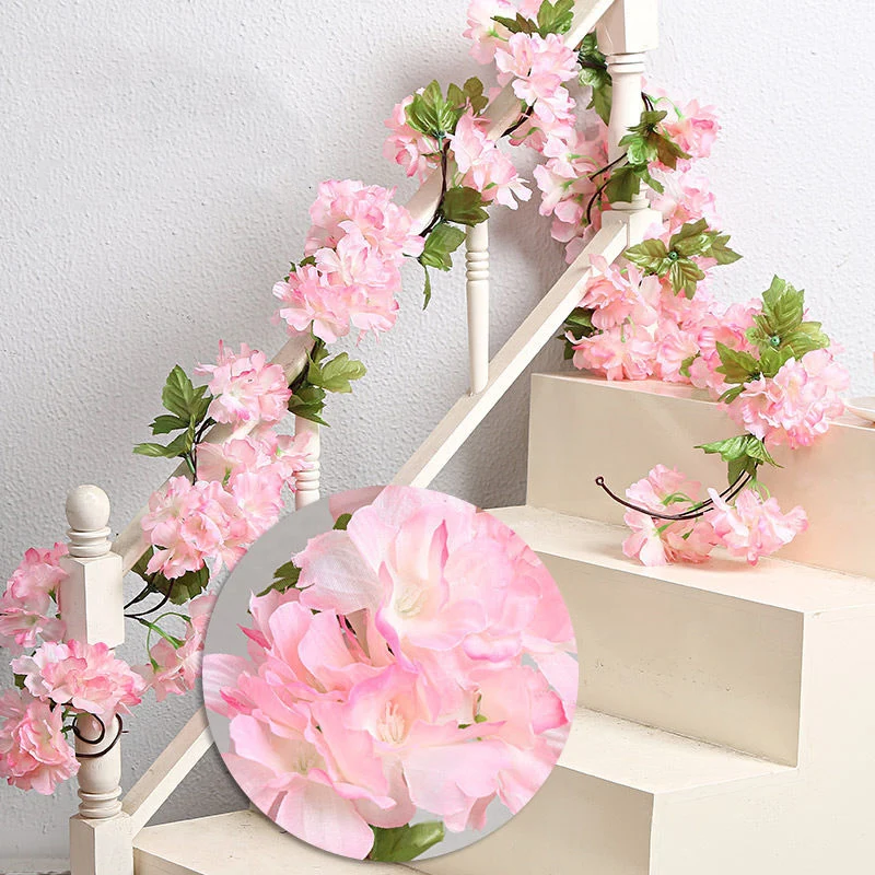 230CM-Cherry-Blossom-String-Vine-Artificial-Flower-Home-Decor-Hanging ...