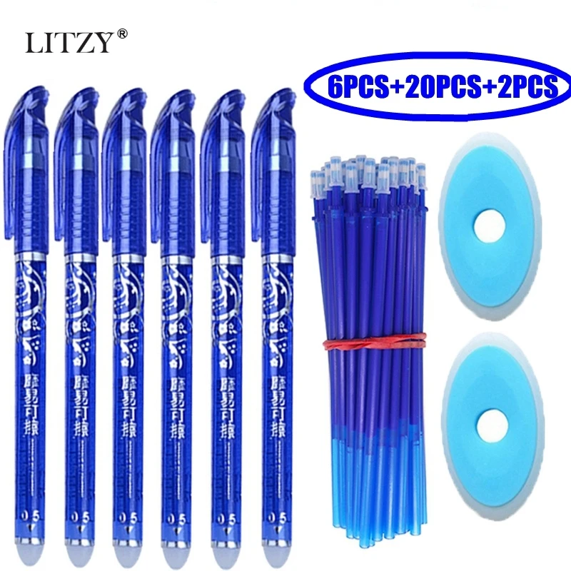 28Pcs-Lot-Erasable-Pen-Set-Washable-Handle-Blue-Black-Ink-Writing-Gel ...