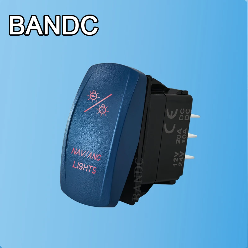 NAV ANC LIGHTS Waterproof Marine Switch 12V-24V DC ON-OFF-ON Rocker ...