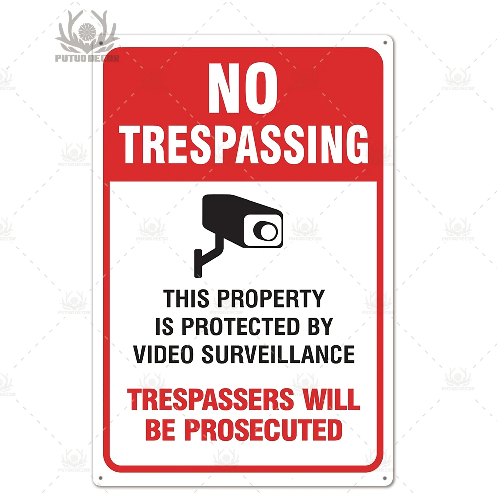 Trespassing Tin Signs Warning Plaque Metal – TradeHut
