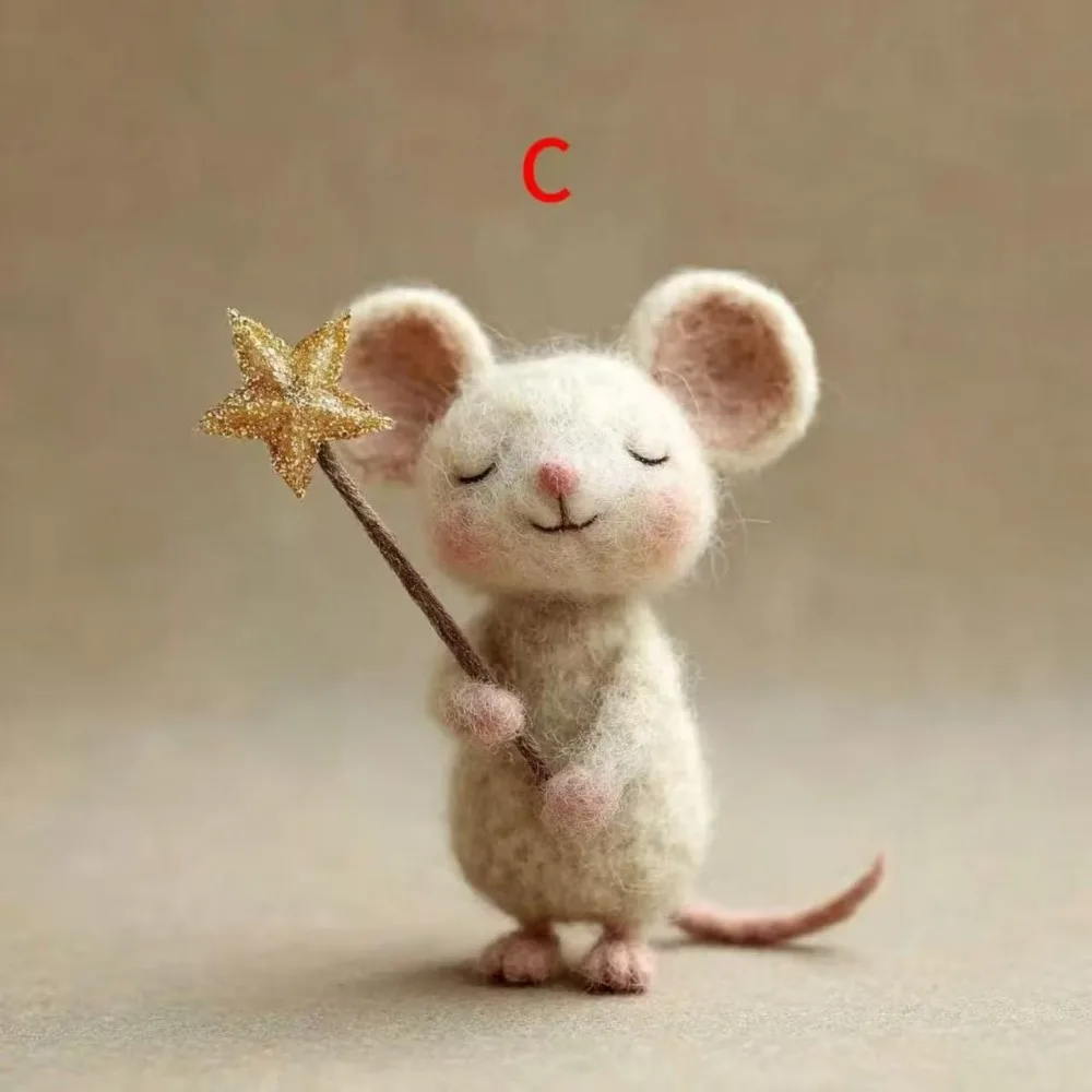 Craft Needle Felting Supply Starry Night Felt Mice Cute Mouse Figurine ...