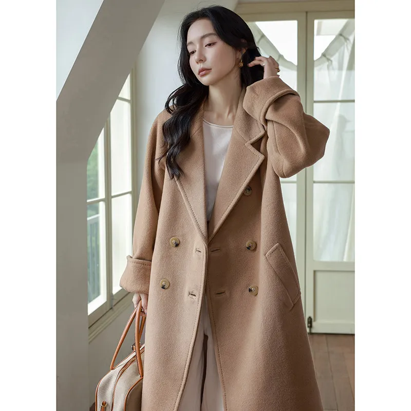 Office Lady Cashmere Woolen Jackets 2025 Autumn And Winter Lapel Double ...