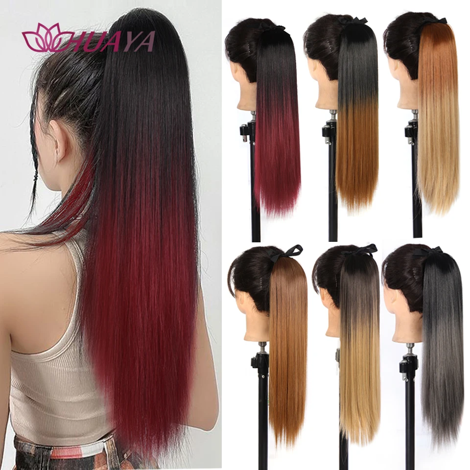 Synthetic-Long-Straight-Hair-Ponytail-Hairpiece-Extensions-Ombre ...