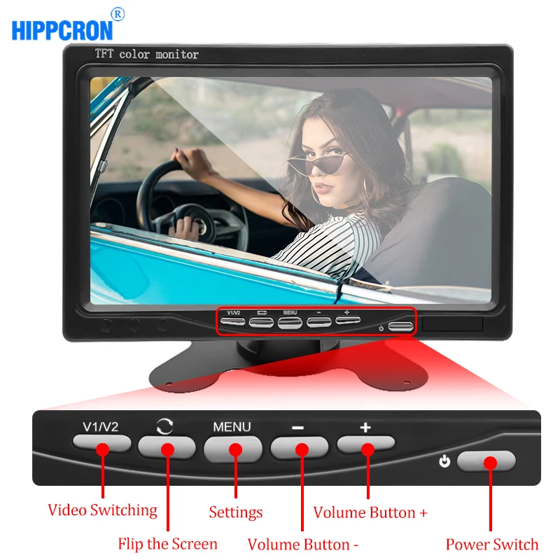 Hippcron 7 Inch Car Monitor Screen Rear View Camera HD Digital 2 Way ...