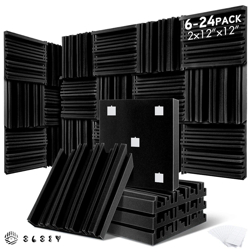 Acoustic Foam Padding 6/12/24 Pcs, Soundproof Home Studio Door Wall ...