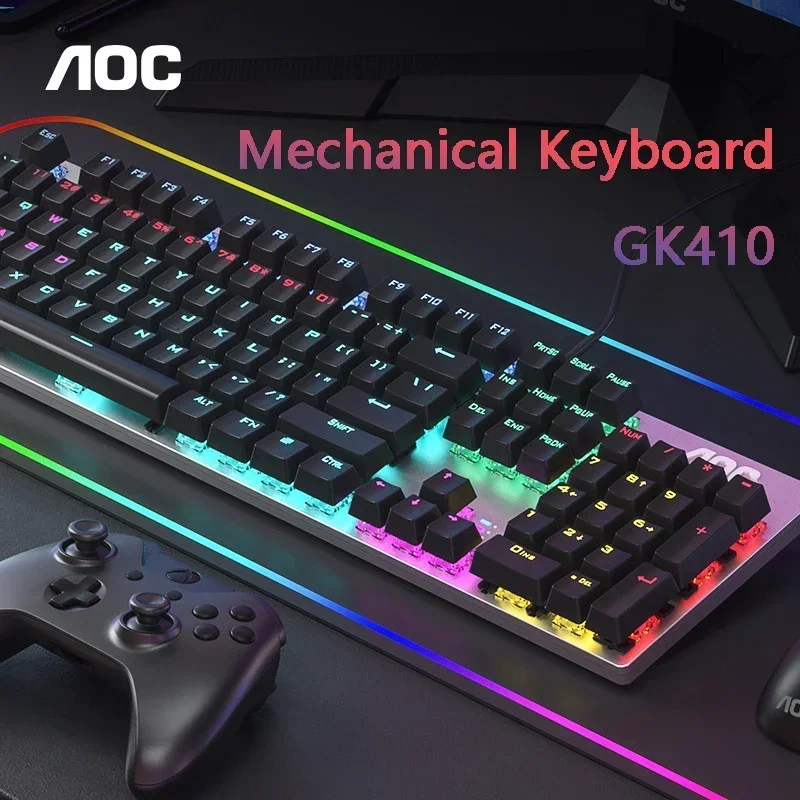 AOC-GK410-Mechanical-Keyboard-104-Keys-Metal-Panel-RGB-Light-green ...
