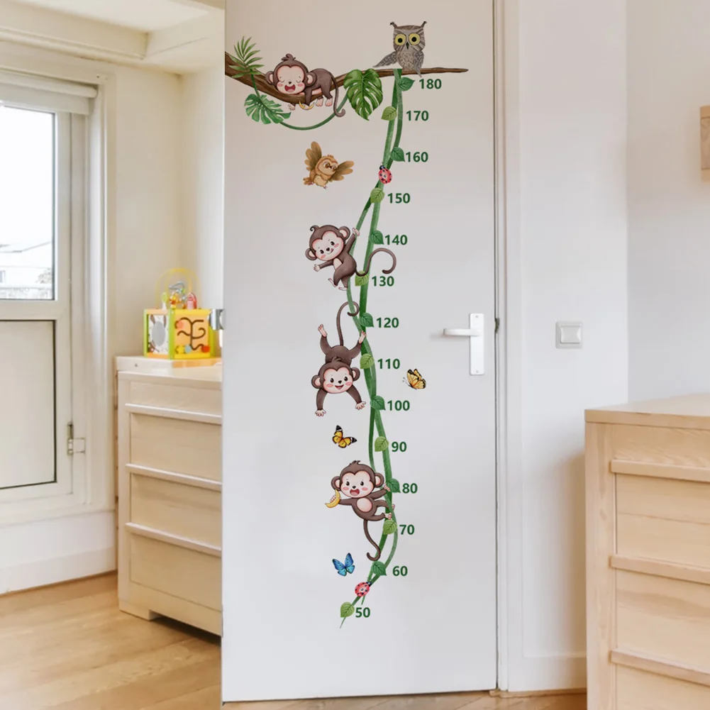 Monkey-Vine-Height-Scale-Wall-Sticker-Cartoon-Kids-Room-Decoration ...