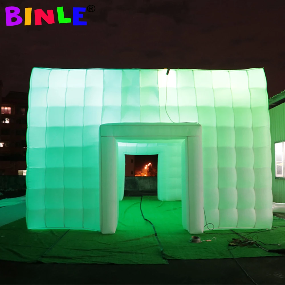 Magic Illuminated Wedding White Inflatable Cube Tent With Led Lighting ...