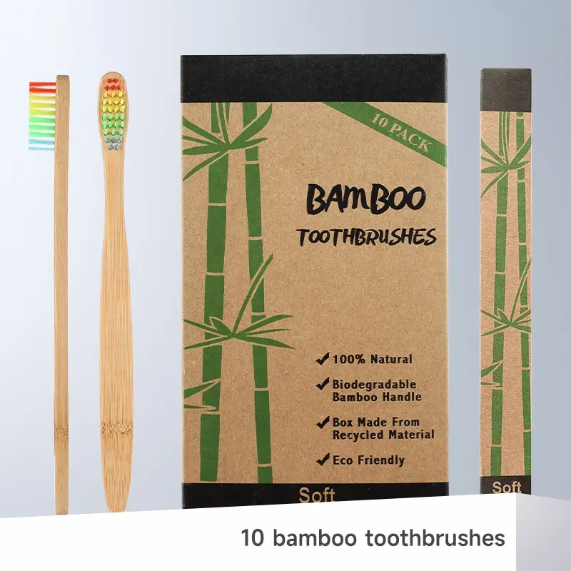 Bamboo Toothbrush Set of 10 - Eco Pureland eco-friendly products Buy ...