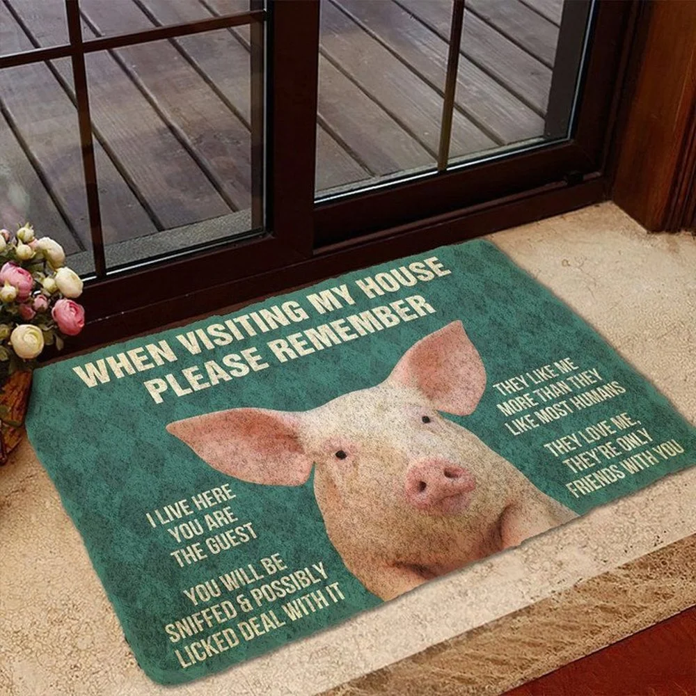 Animal-Doormats-3D-Graphic-Please-Remember-Pigs-House-Rule-Indoor ...