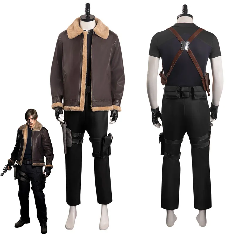 Retorno livre leon scott kennedy cosplay traje casaco calças luvas ...