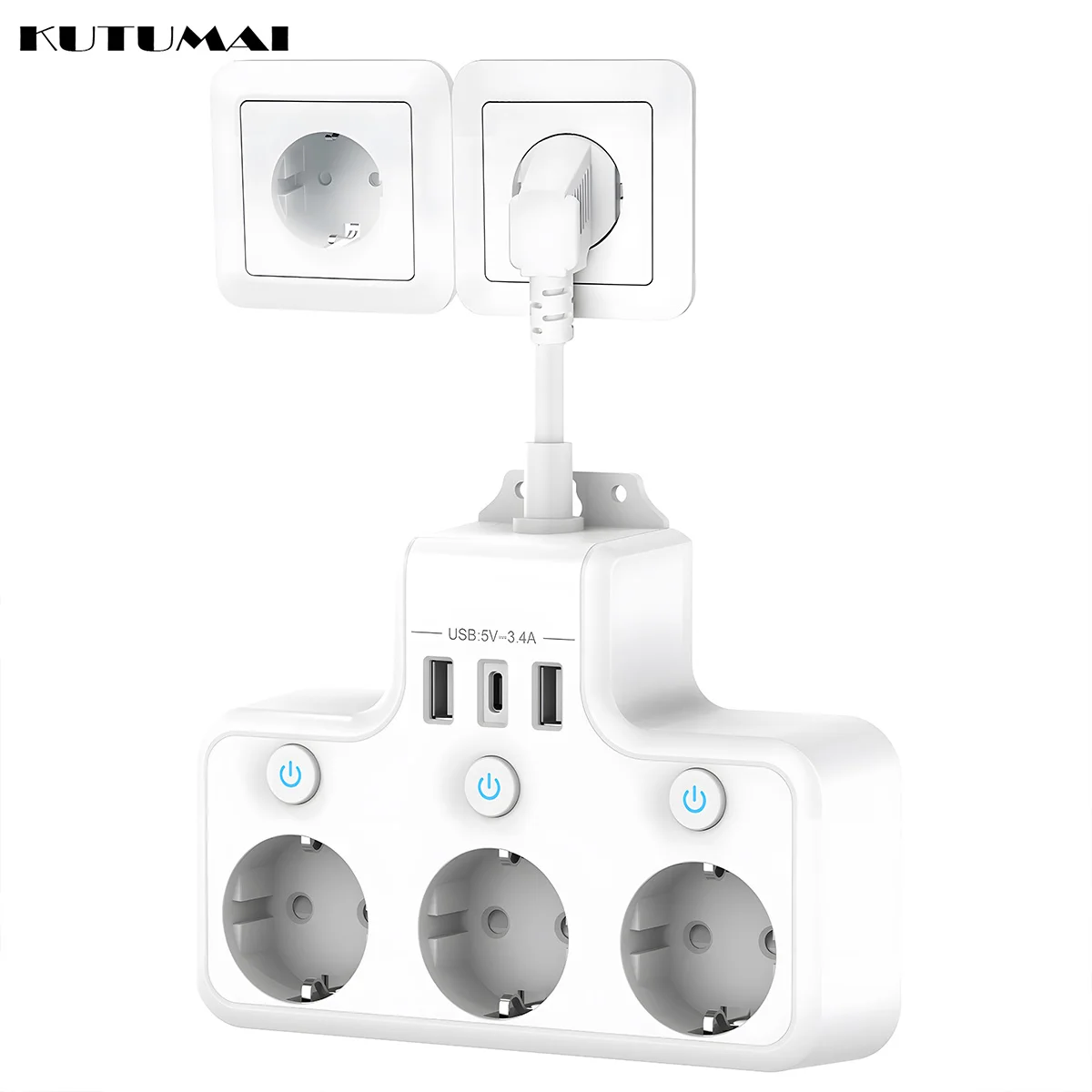 Power-Strip-3-Outlets-Multi-function-Separate-Control-Switch-Wall ...