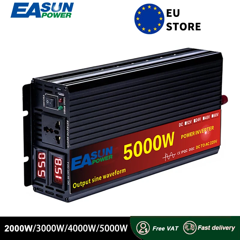 EASUN POWER Solar power Inverter 2000W 3000W 4000W 5000W pure sine wave 12v To 220v AC Voltage ...
