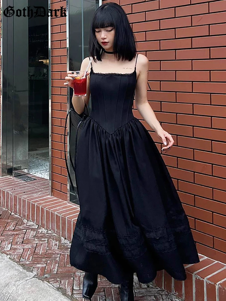 Goth Dark Elegant Lolita Mall Gothic Bodycon Long Dresses E-girl Grunge ...