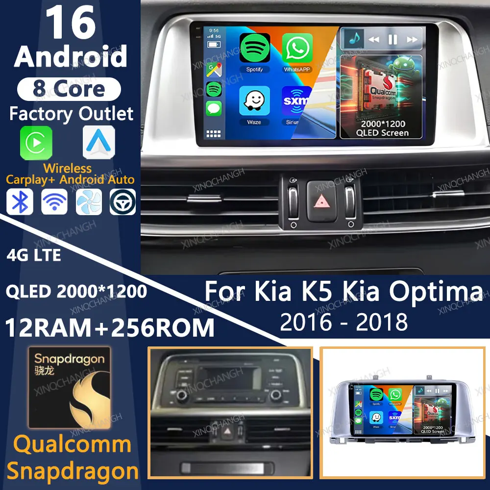 Android 16 Car Radio For Kia K5 Kia Optima 2016 - 2018 BT Multimedia ...