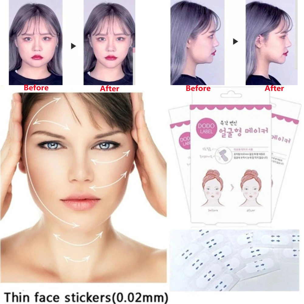 40Pcs-10Sheets-Pack-Waterproof-V-Face-Sticker-Invisible-Makeup-Adhesive ...