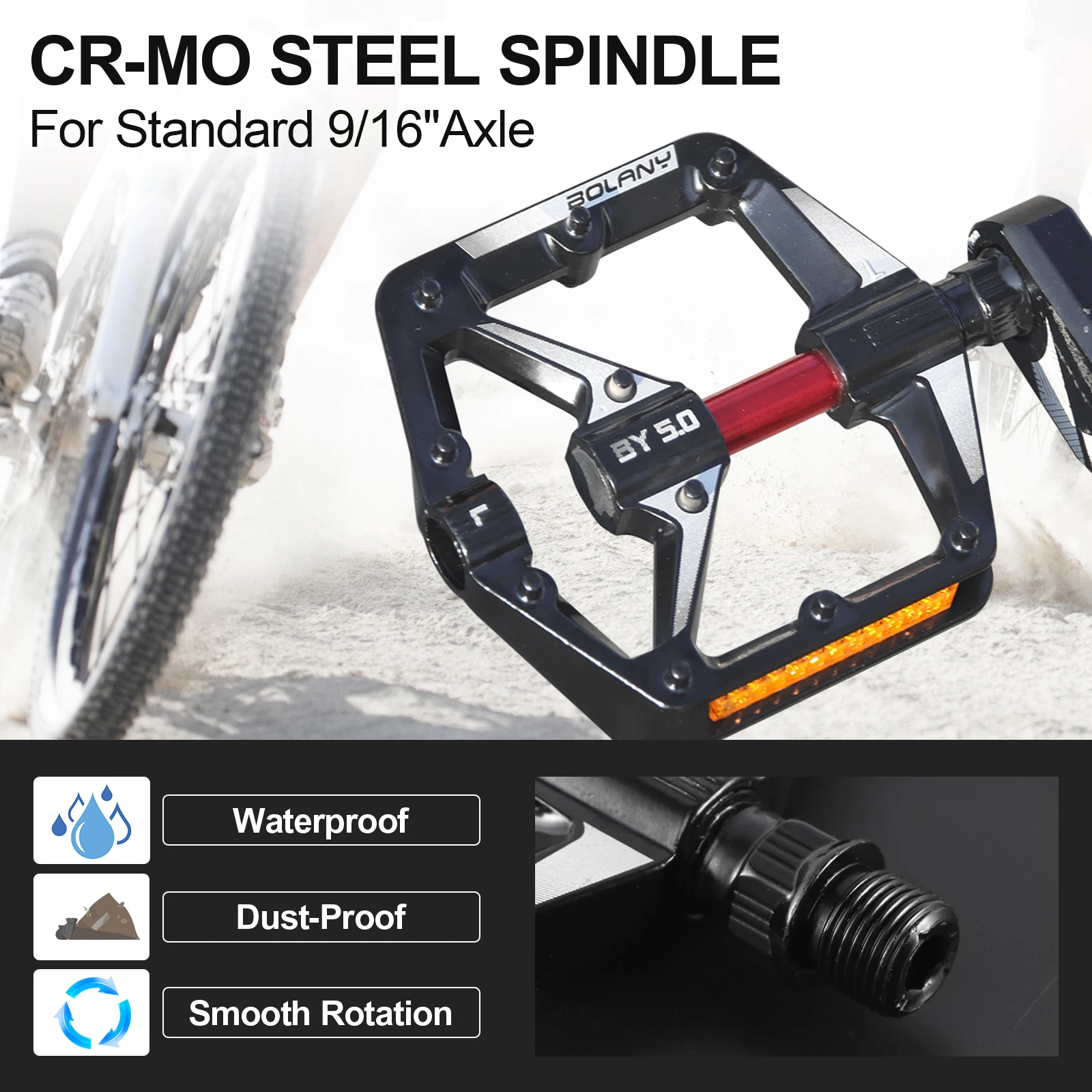 BOLANY-Reflective-Bicycle-Pedal-2-Bearings-Non-Slip-MTB-Pedals-Aluminum ...