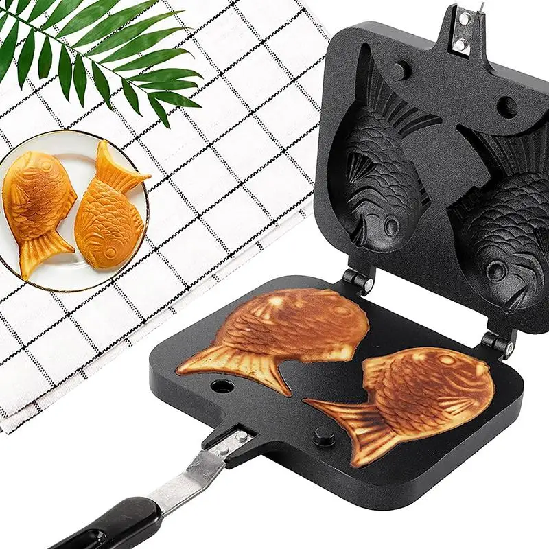 Kitchen-Japanese-Taiyaki-Double-Fish-Shaped-Hot-Dessert-Waffle-Cake ...