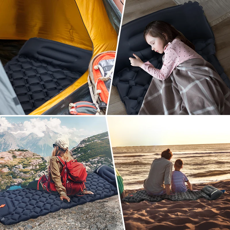 Outdoor Camping Sleeping Pad Inflatable Mattress Travel Mat Folding Bed ...