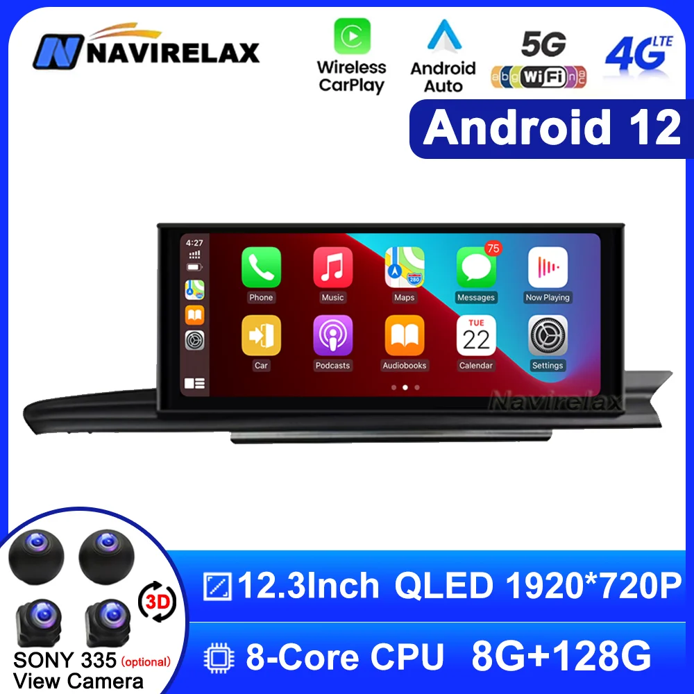 12.3 인치 안드로이드 12 터치스크린, 아우디 A6 A6L A7 2012 2019 RHD 자동차 액세서리 카플레이 모니터 멀티미디어 자동 라디오 플레이어 ...