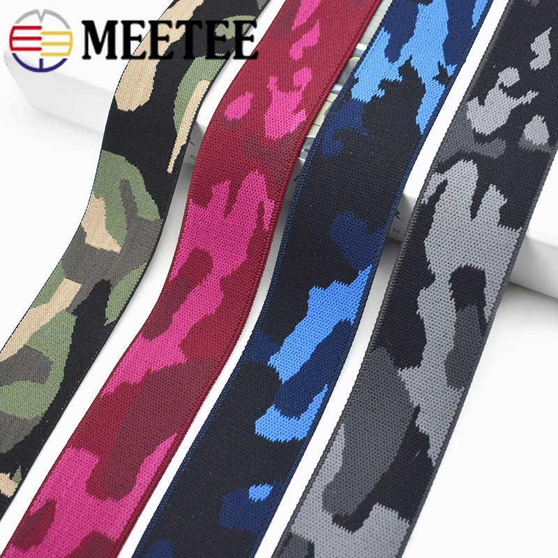 1-2-3-5M-38mm-Camouflage-Elastic-Band-Polyester-Elasticity-Ribbon ...