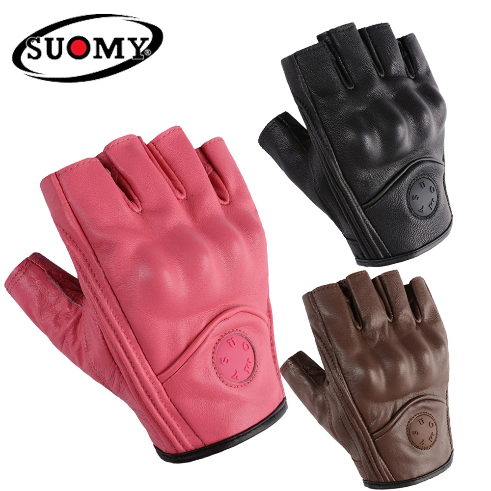 Suomy-Genuine-Goatskin-Leather-Motorcycle-Gloves-Motocross-Fingerless ...